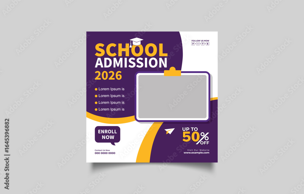 เวกเตอร์ Stock School Admission Flyer Template for 2026 Featuring a ...