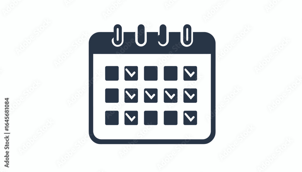 Simple Icon of Calendar with Check Marks Visual Reminder of Tasks ...