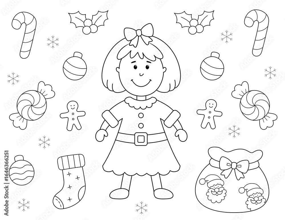 christmas girl coloring page, candy, and lots of shapes. You can print ...