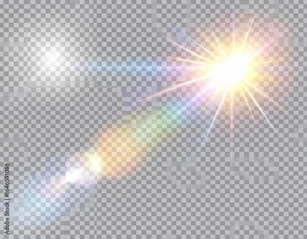 Lens flare of sunlight on a transparent background Stock Illustration ...