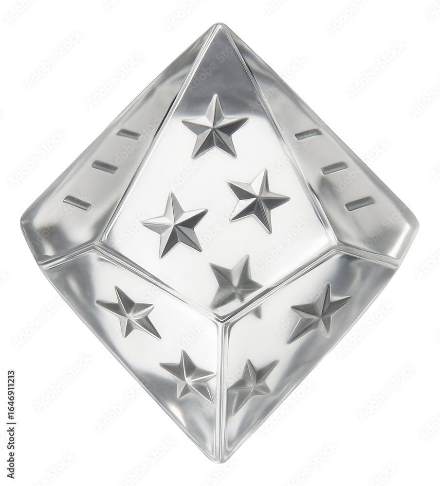 Clear acrylic d10 percentile die with floating star inclusions and ...