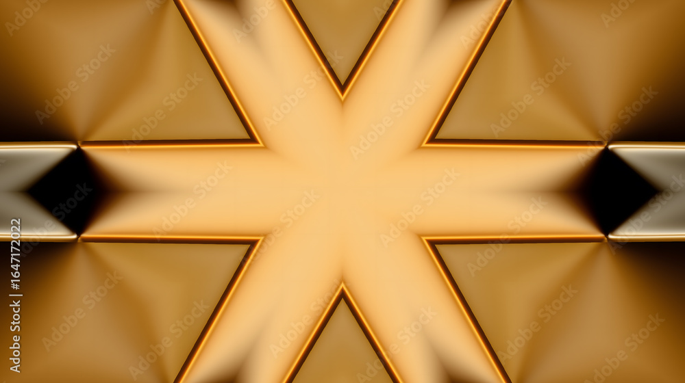 Ilustrace 3D golden star emblem with raised edges for luxury brand ...