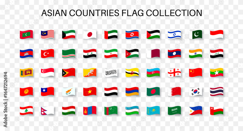 Asian countries flags collection. Vector EPS 10 Stock Vector | Adobe Stock