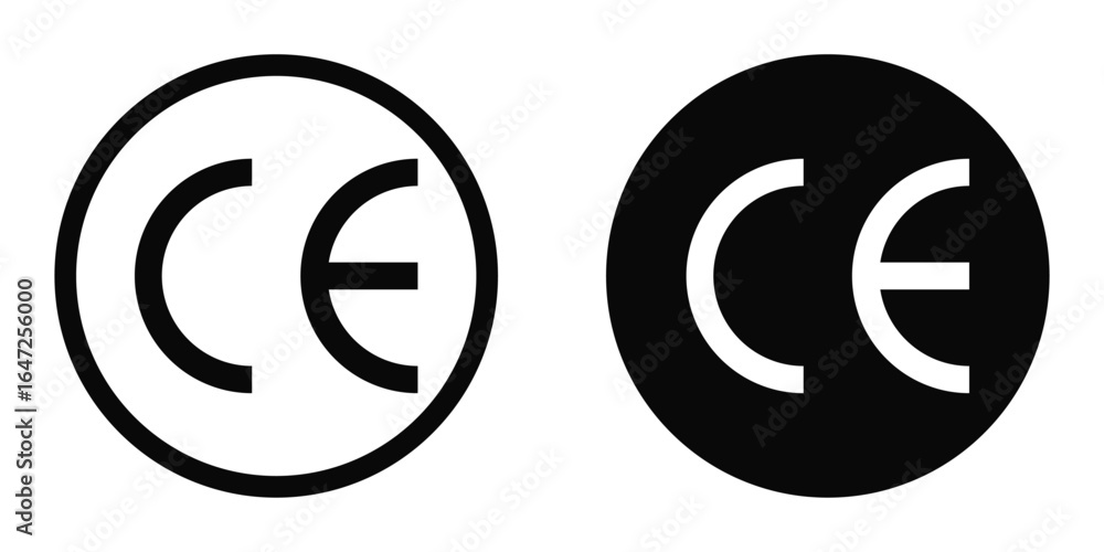 CE Marking Icon Set – Conformity Symbols, Signs & Logos in Flat Vector ...