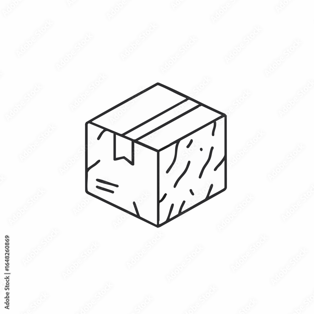 Vektor Simple vector line art icon of a sealed cardboard parcel for ...