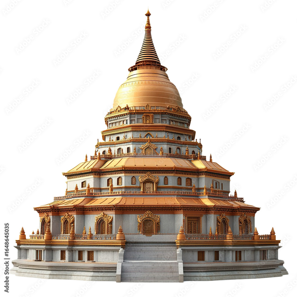 3D front view illustration of a Boudhanath Stupa Nepal monument ...