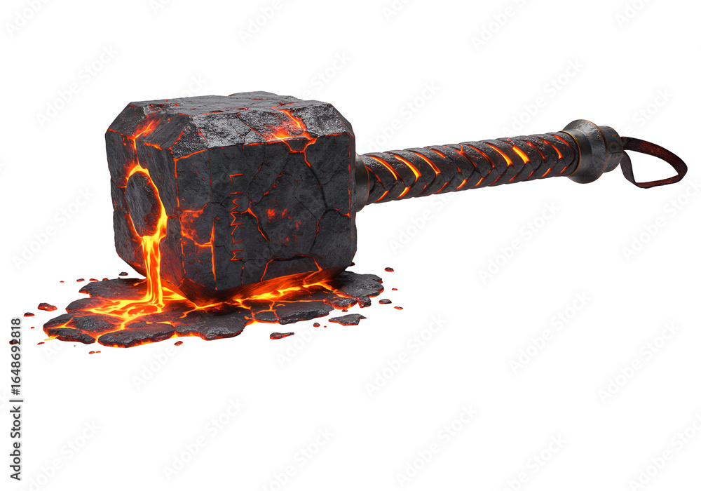Stock-Illustration „Fictional image of a fiery molten hammer with ...