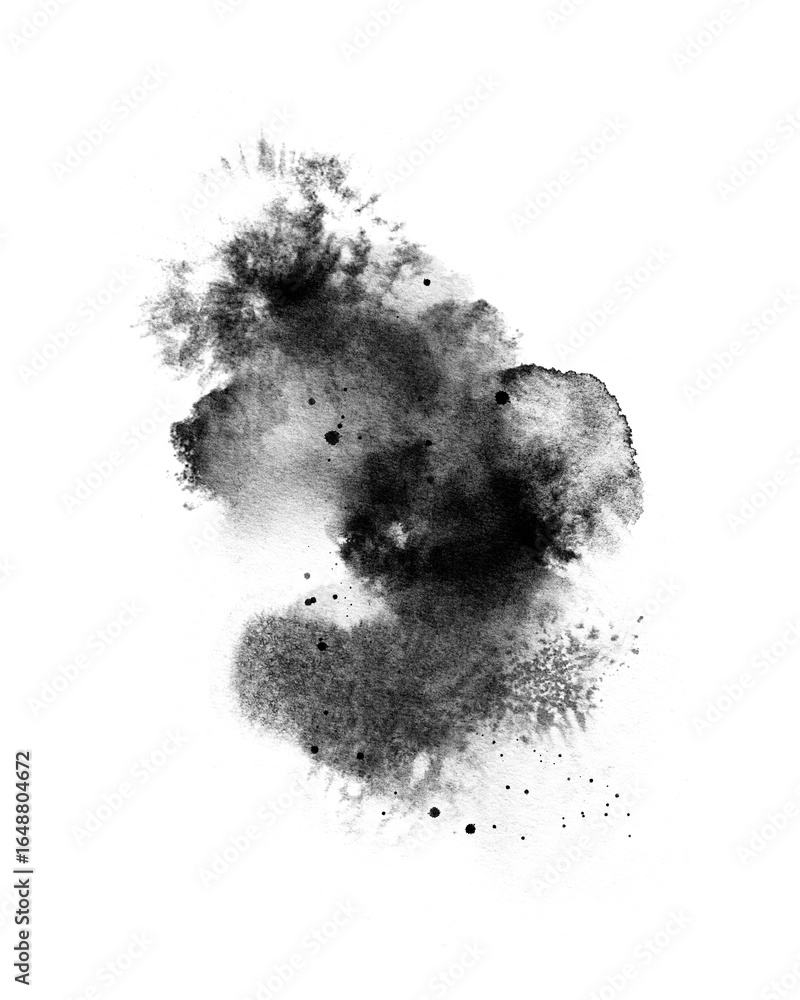 Abstract ink blob, grunge art. Black paint stroke texture in marble ...