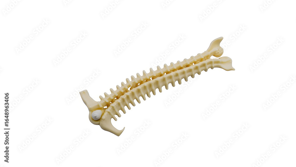 Anatomy & Physiology A labeled model of the spinal cord, isolated on ...