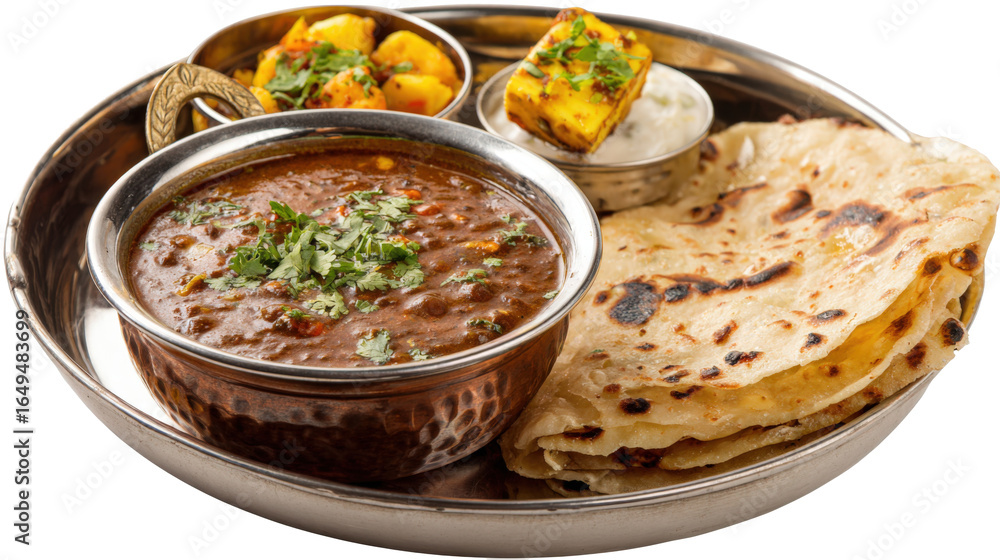 Indian Traditional Thali Food Dal Makhani Served with Chapati, Papad ...