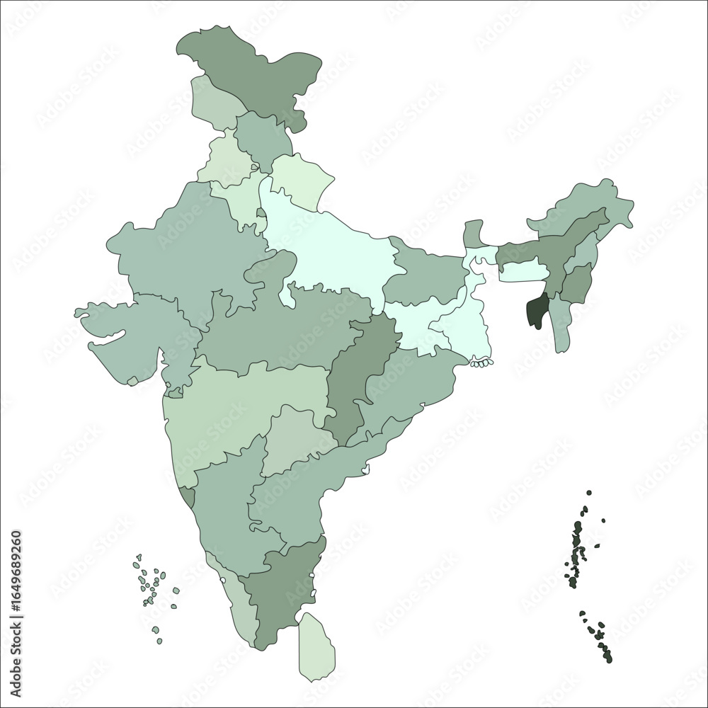 Stock-Vektorgrafik „Detailed India Map, Editable vector map of India ...