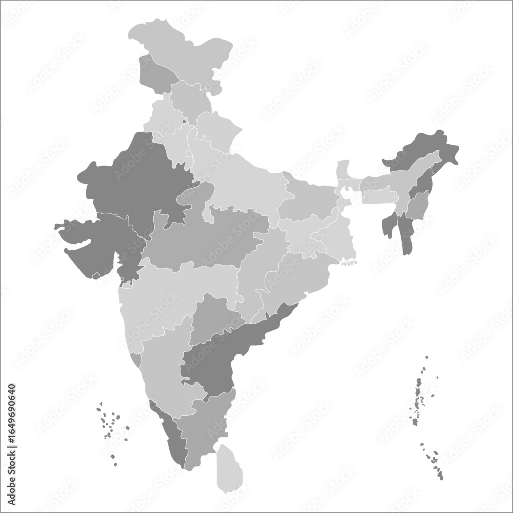Vettoriale stock di India Administrative Map, Printable political map ...