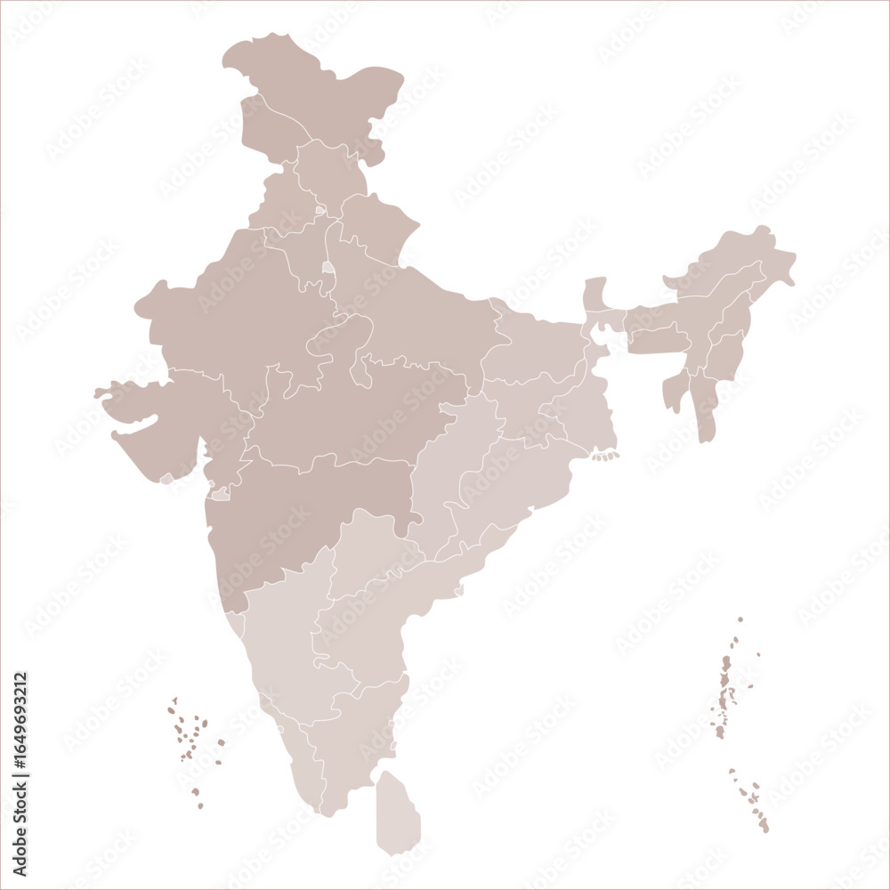 India Capitals Map, Large political map of India with color-coded ...