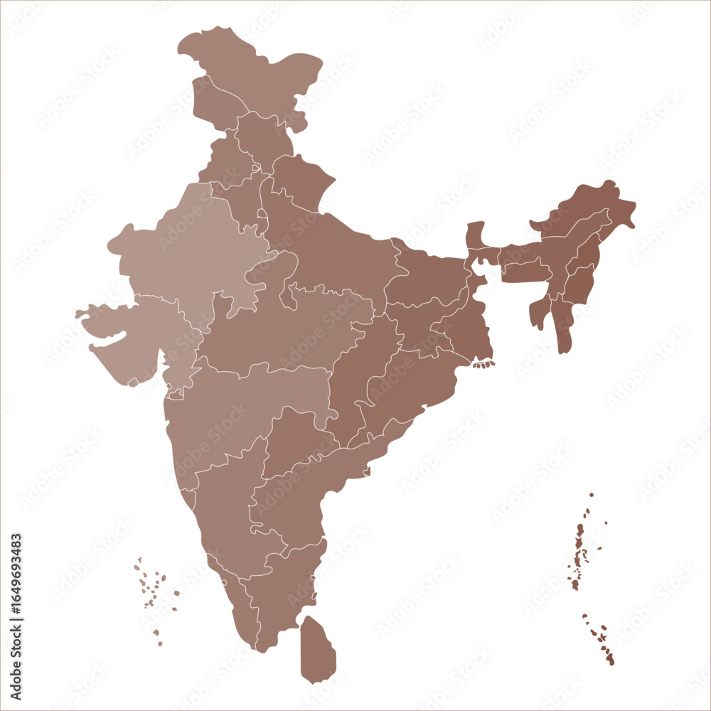 Stock-Vektorgrafik „India Capitals Map, Large political map of India ...