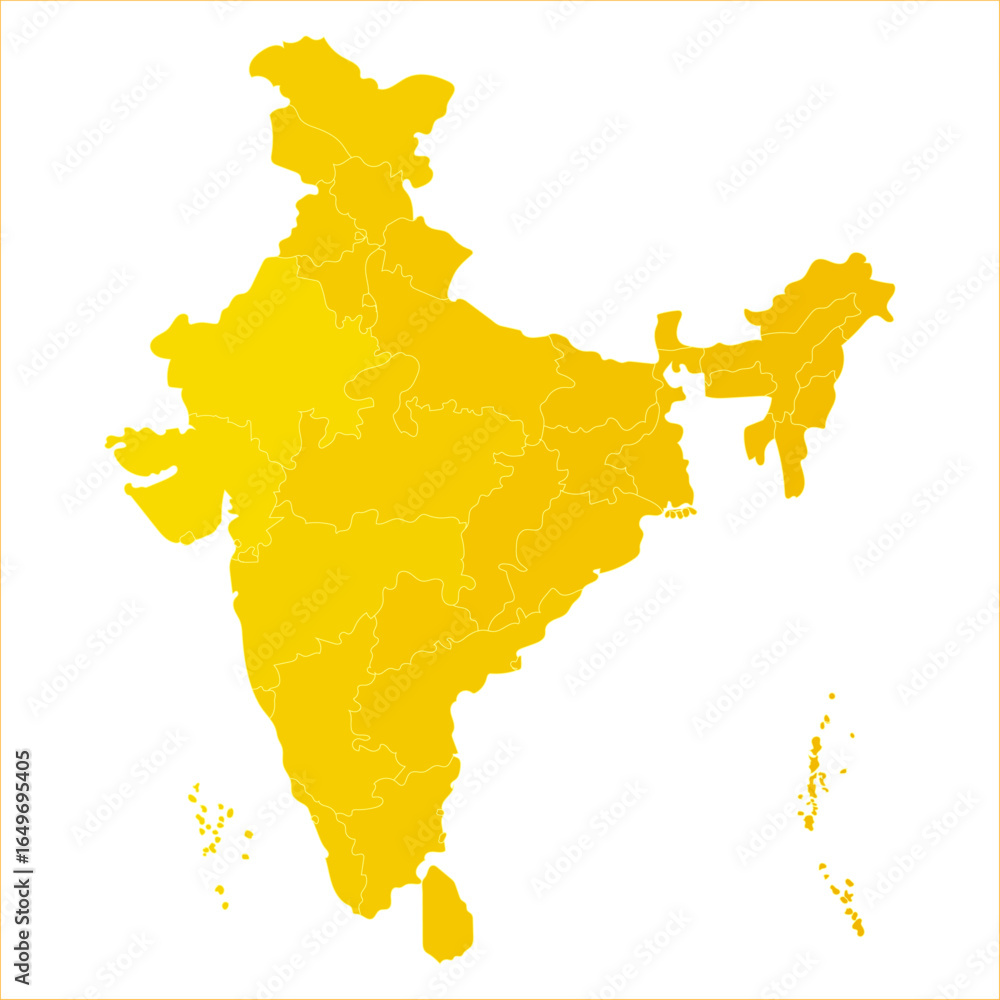 India Geography Map, Illustrated political map of India with states ...