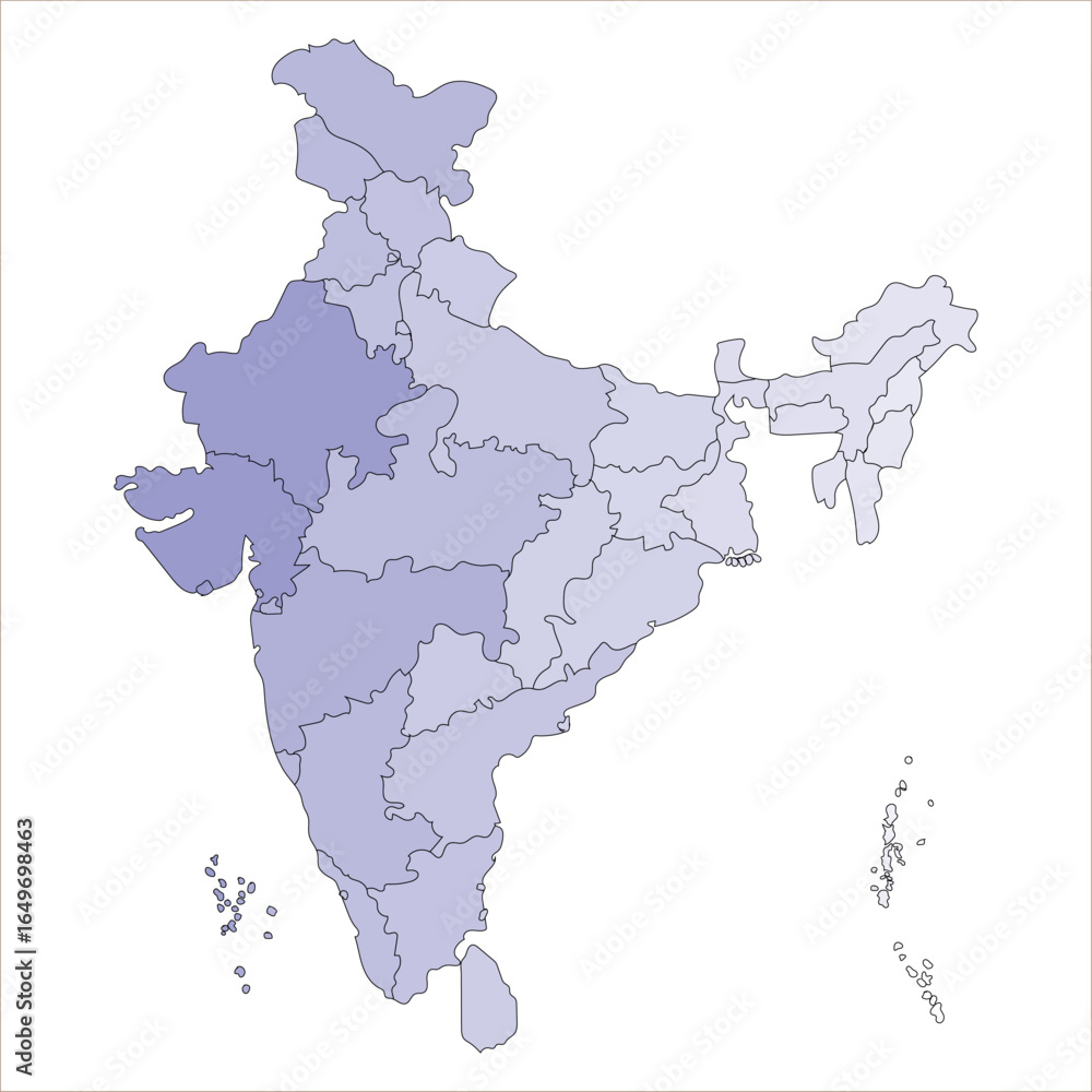 India Map Illustration, Administrative map of India with states and ...