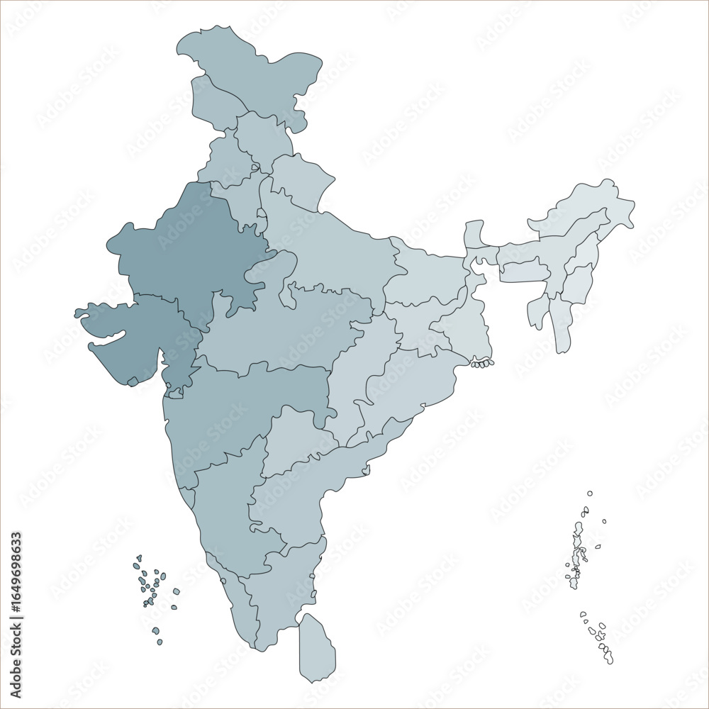 India Map Illustration, Administrative map of India with states and ...