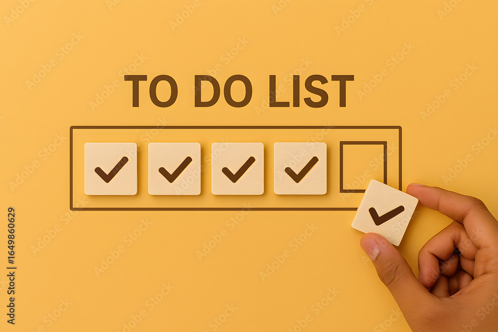 Completing The To Do List: A person completes the to-do list, marking ...