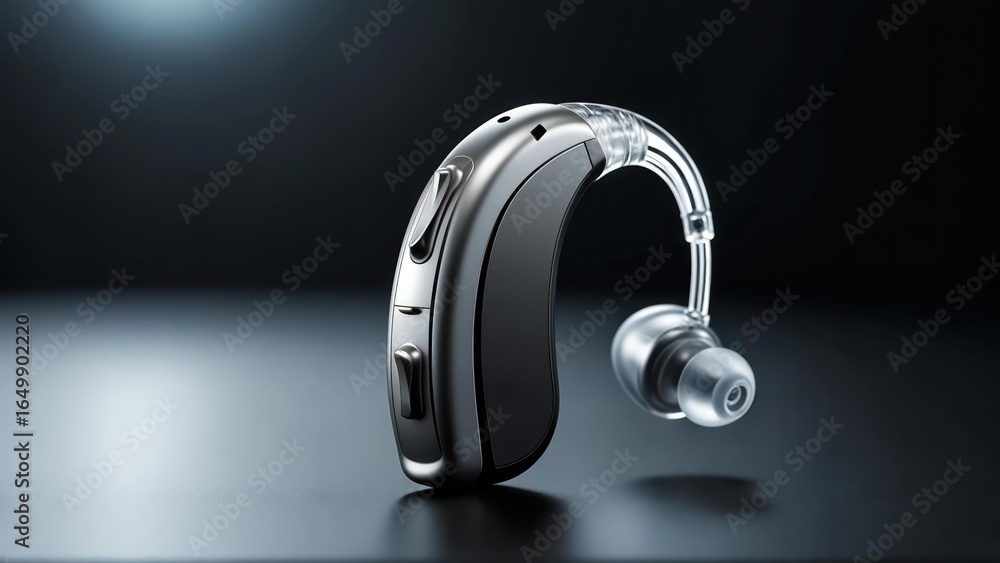 Sleek Modern Hearing Aid: Behind-the-Ear Device with Crystal-Clear ...