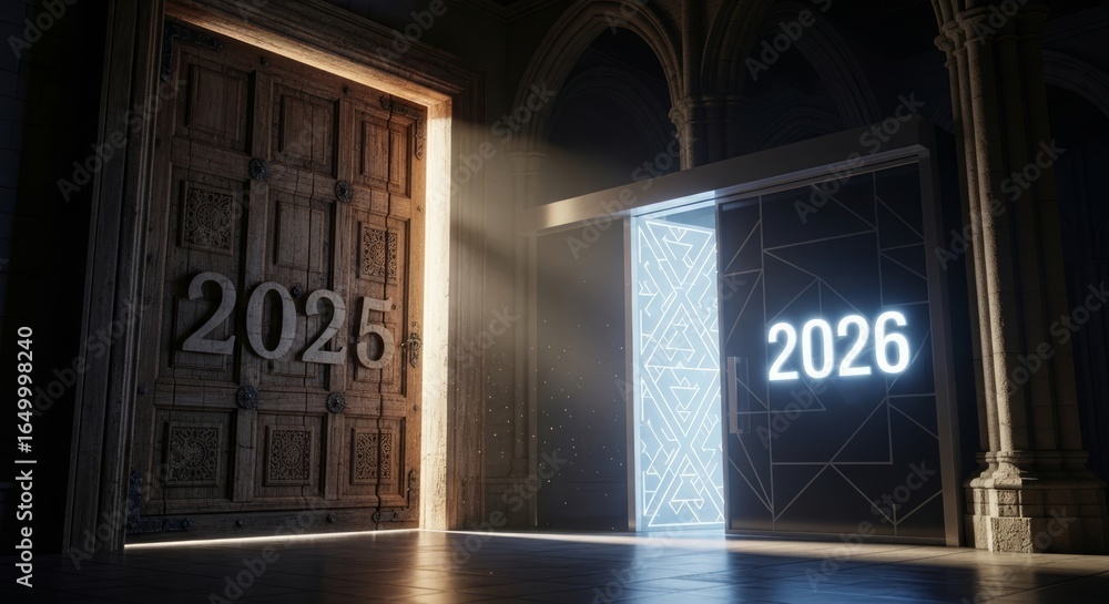 Stock-Foto „Step into the bright future of 2026, leaving behind the ...
