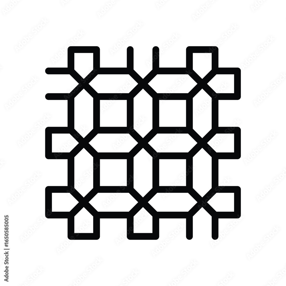 Geometric pattern of interconnected squares crosses and parallel lines ...