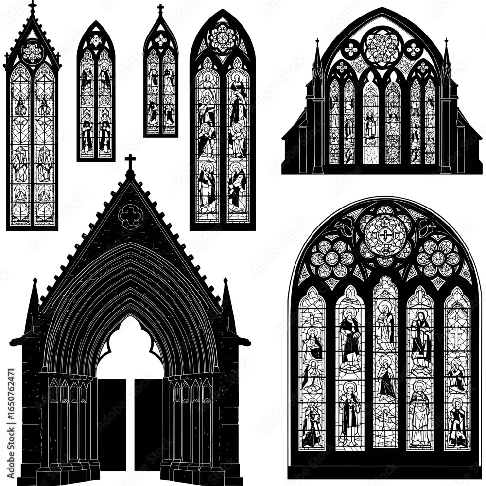 Vector de Stock Elegant gothic architecture vectors featuring cathedral ...