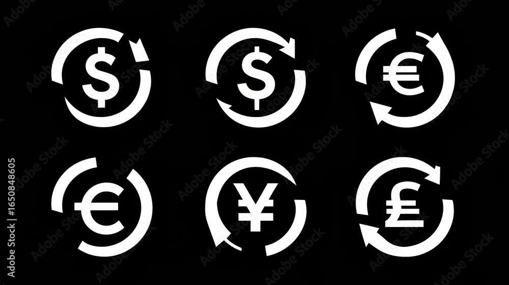 Currency Exchange Symbols Representing Global Financial Transactions in ...