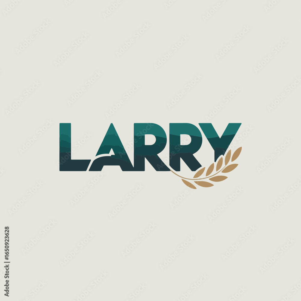 Larry name with laurel wreath design isolated on white background ...