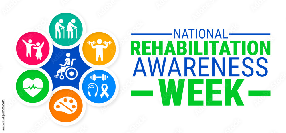 National Rehabilitation Awareness Week background, banner, card or ...