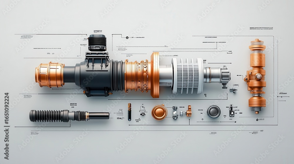 Crosssectional technical diagram of a CNG engine s precombustion ...