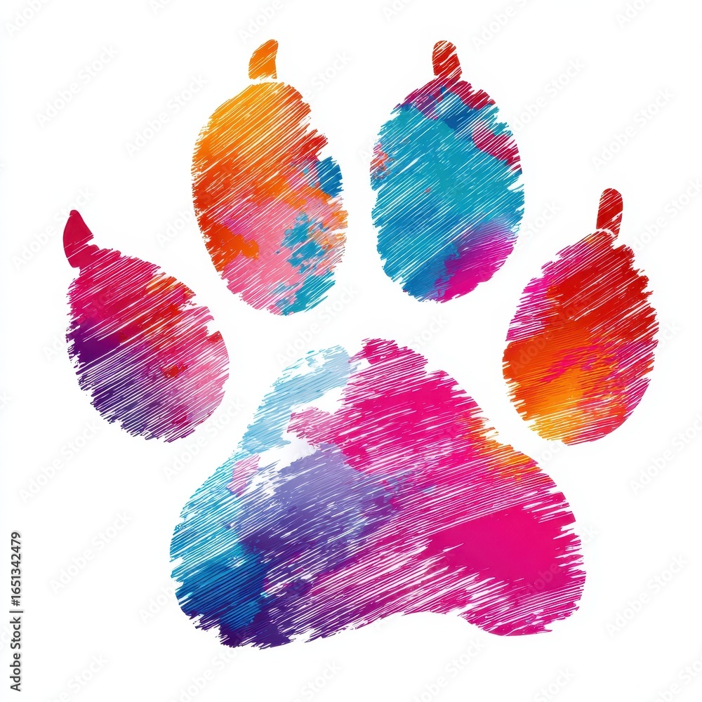 Stylized Cat Paw Print Symbol. Iconic Representation of an Animal ...