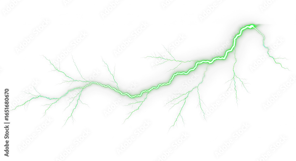 Green Lightning Bolt Strike, Lightning and discharge impact force ...