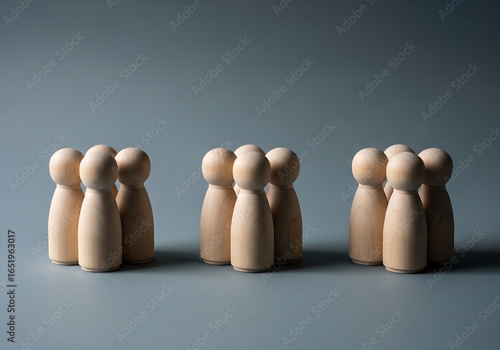 Symbolic representation of societal division with three separate groups ...