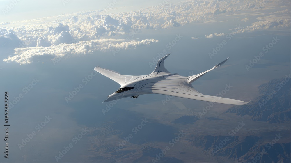 Experimental aircraft with fluid wings frozen mid-air, defying ...
