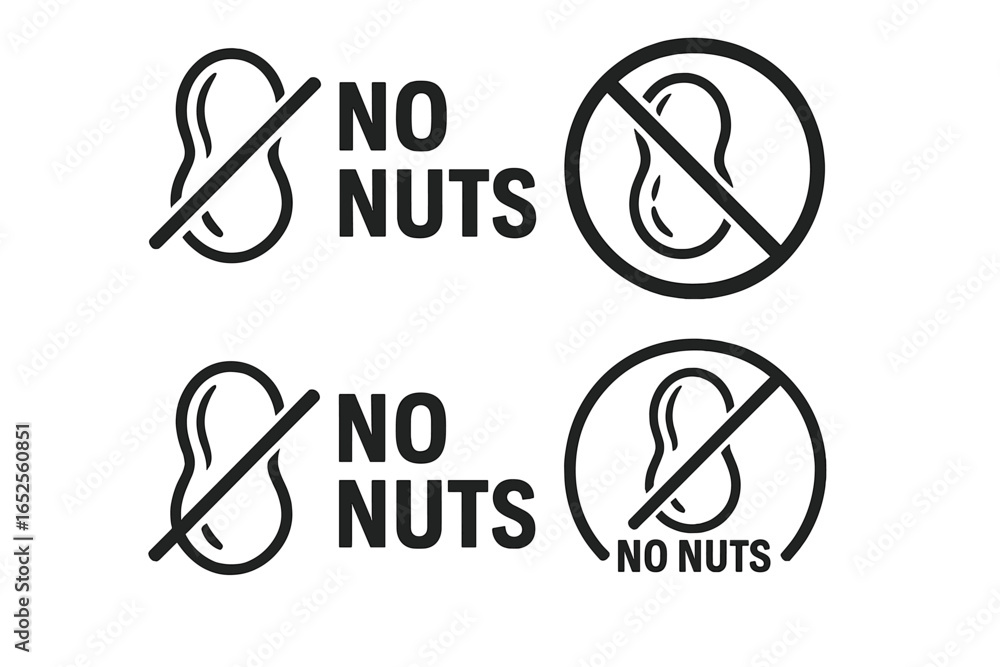 Image vectorielle Stock No nuts food allergen icon set. Nut-free vector ...