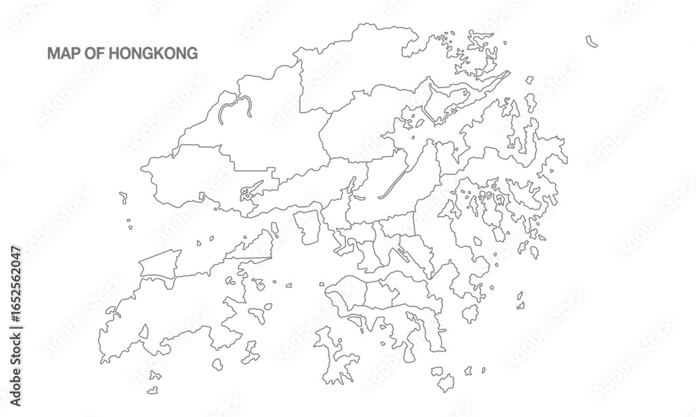 White background of Hongkong map with line art design Stock Vector ...