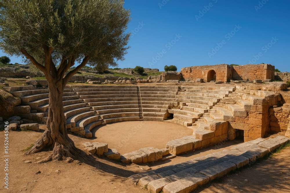 Ruins of Aptera in Crete House an Old Minoan Amphitheater Stock Photo ...