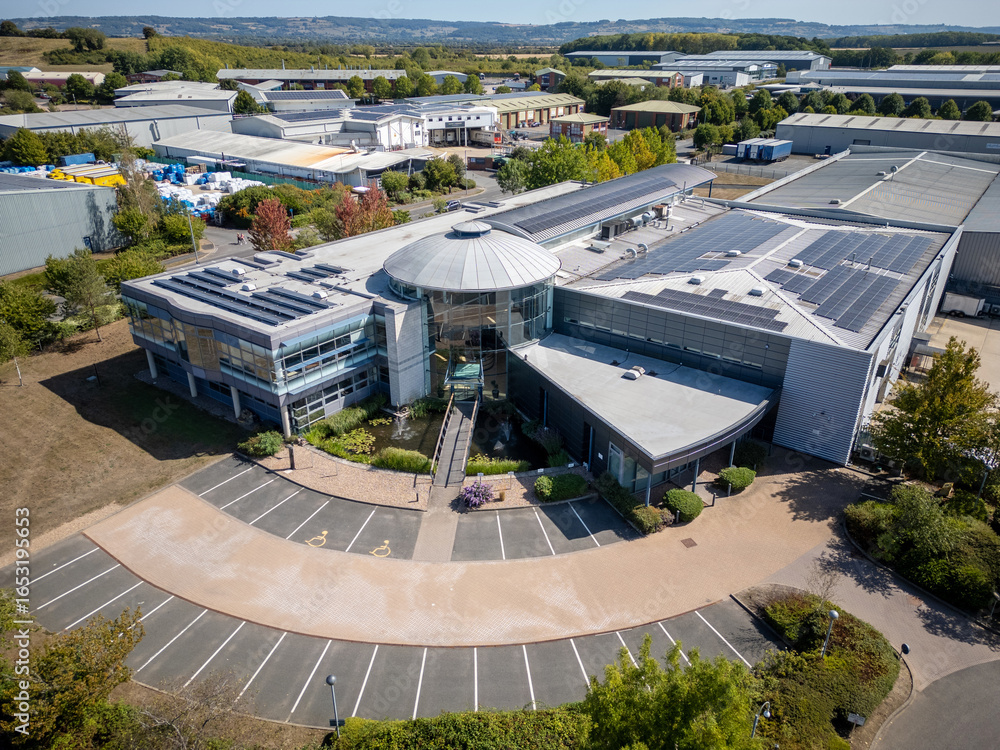 Stock-Foto „Modern industrial estate with warehouses, logistics ...