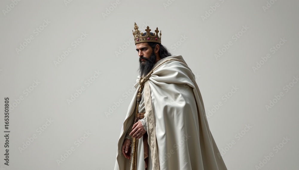 romantic historical art depicting an mythical king wearing a cape on ...