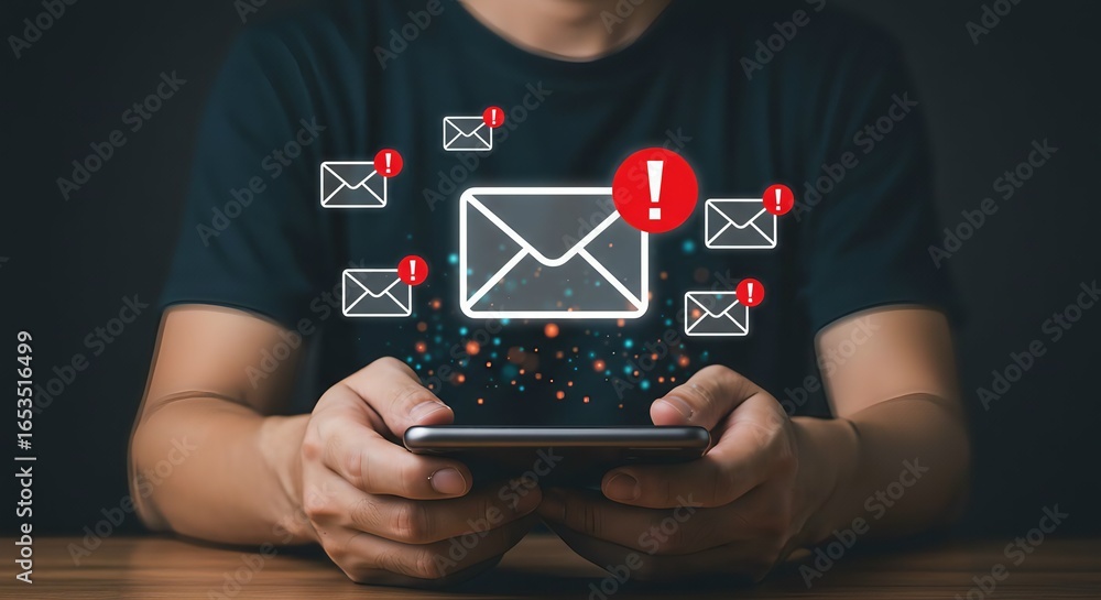 Urgent Email Notification Concept with Businessman in Suit Using Tablet ...