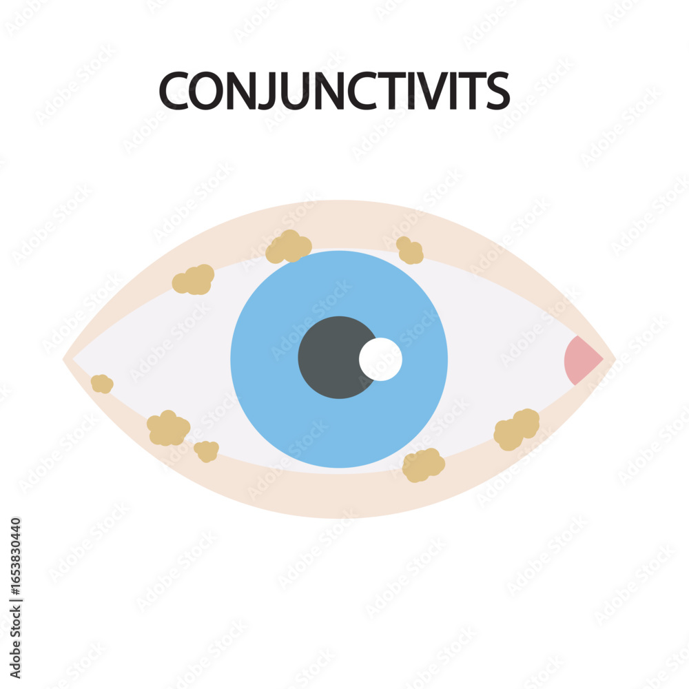 Medical vector of conjunctivitis showing red, itchy, watery eyes with ...