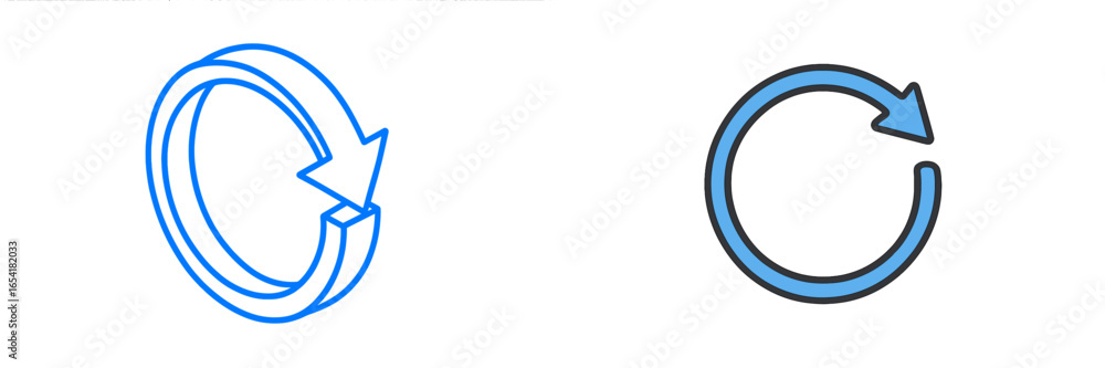 Graphic representations of a circular arrow symbol indicating refresh ...