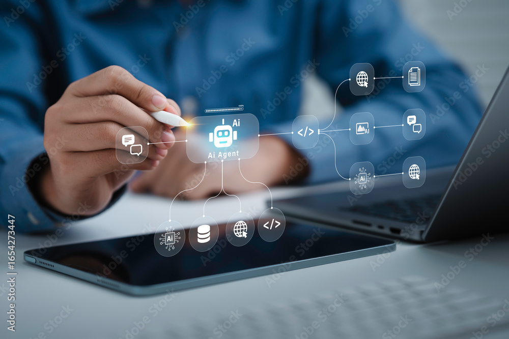 AI workflow automation concept. artificial intelligence software ...