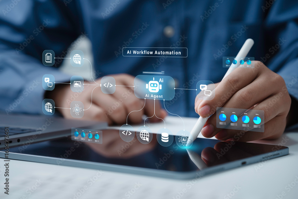 AI workflow automation concept. artificial intelligence software ...