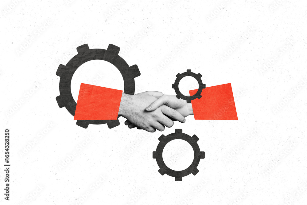 Sketch template design 3D photo collage composite of hand hold together ...
