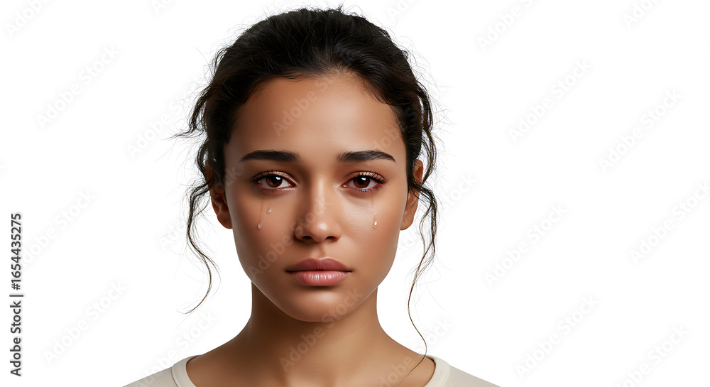 Stock-Foto „Realistic portrait of a diverse person showing sadness ...
