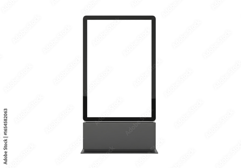 Blank digital advertising kiosk mockup, front view. Isolated on ...