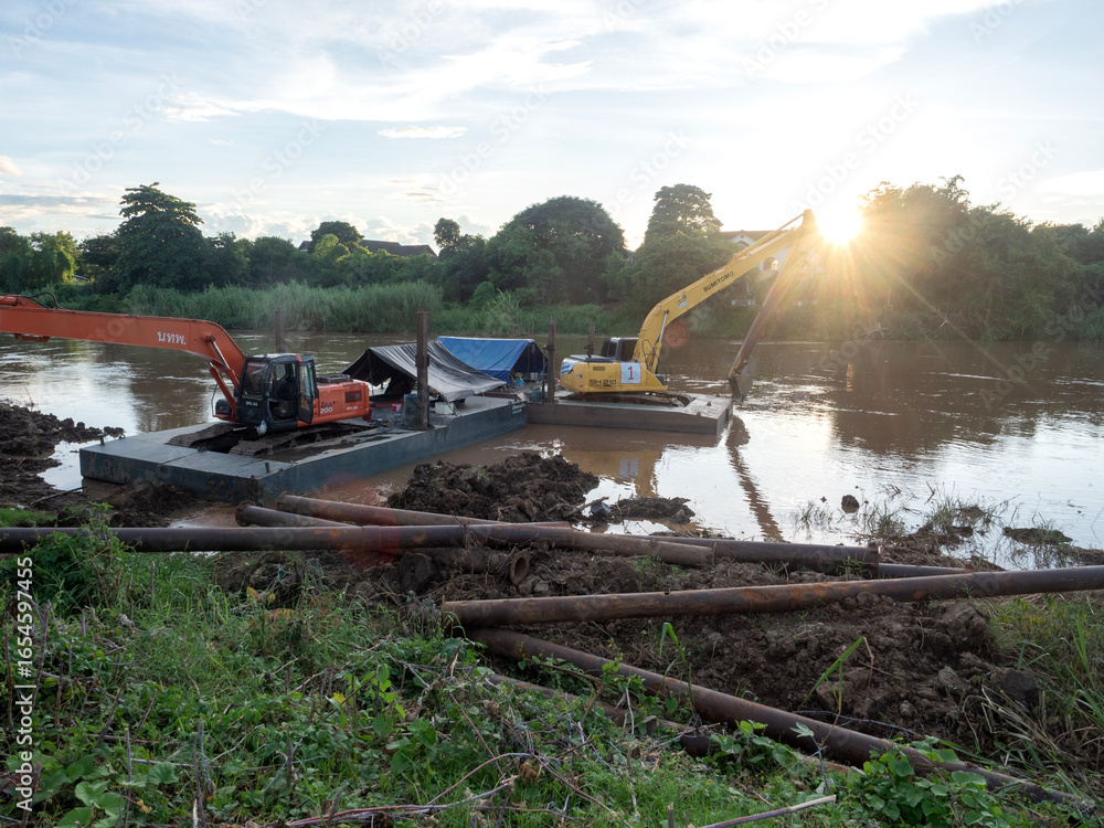 THAILAND - CHIANGMAI, 17 AUGUST 2025 : Dredging the Ping River to ...