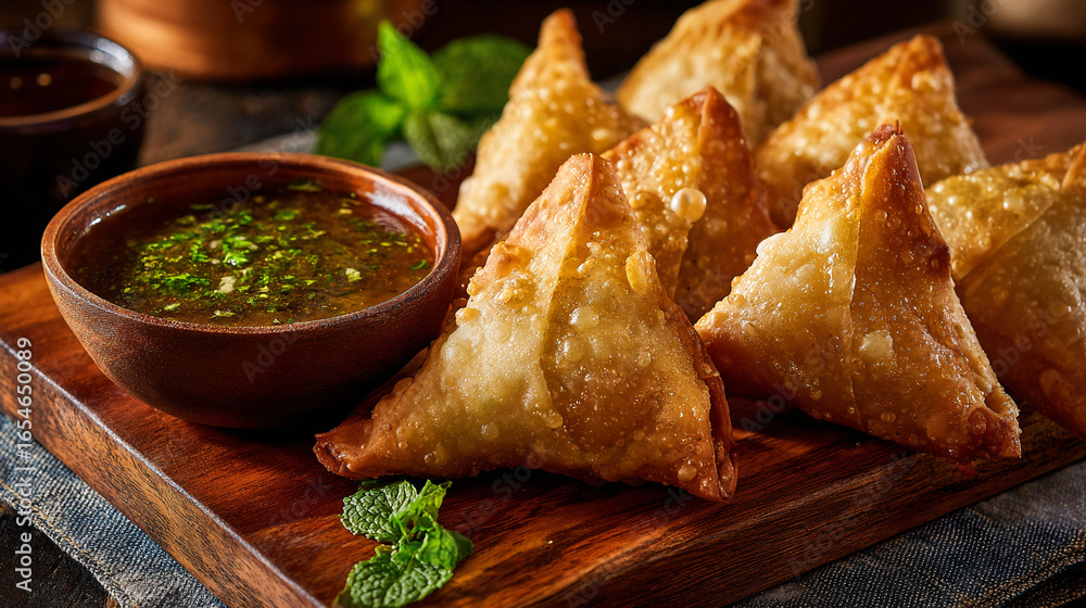 Crispy homemade samosas with dipping sauce recipe indian appetizer ...
