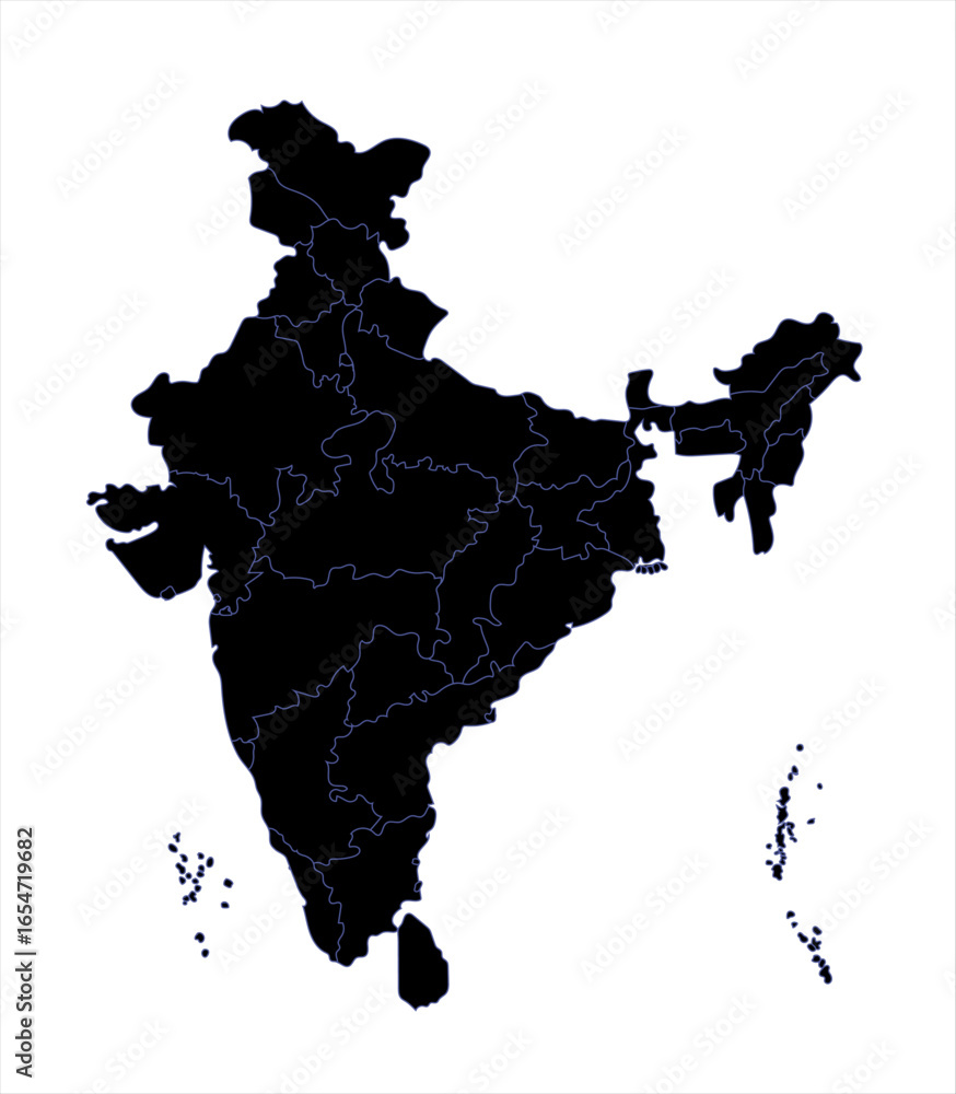 Vetor Clean vector outline map of India with clear state borders ...